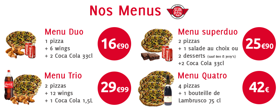 La carte | Sun Pizza